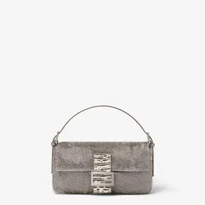 Fendi Baguette® 26424 Silver Organza Bag With Bead Embroidery